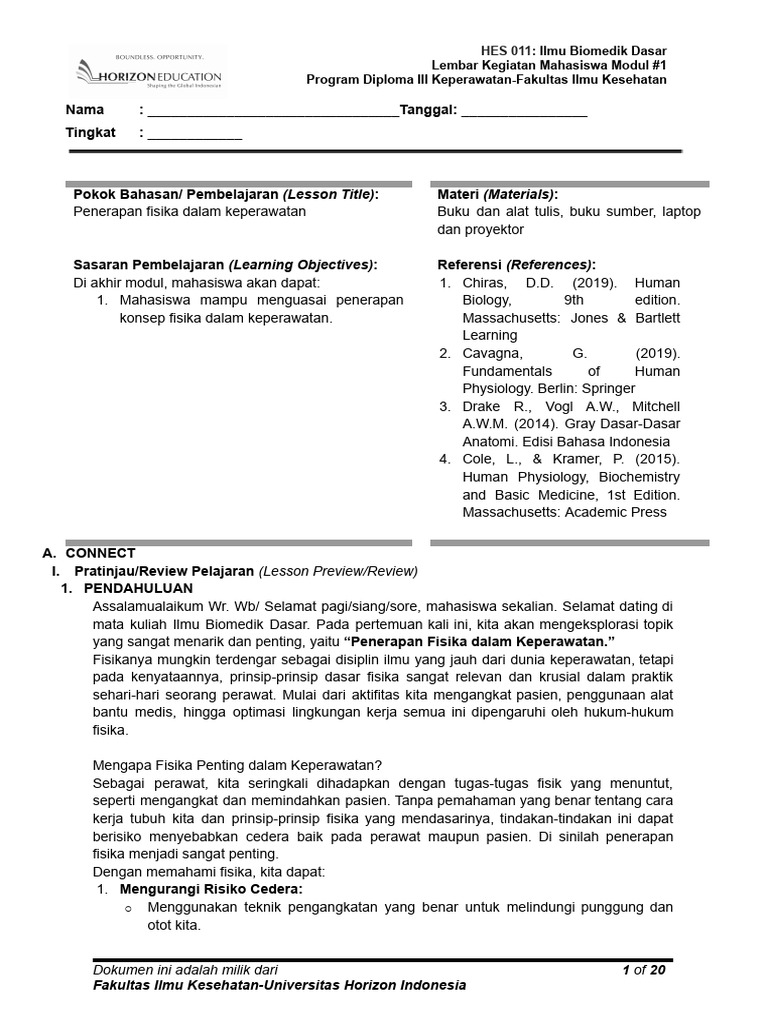 HES 011 - SAS 1 - Penerapan Fisika Dalam Keperawatan | PDF