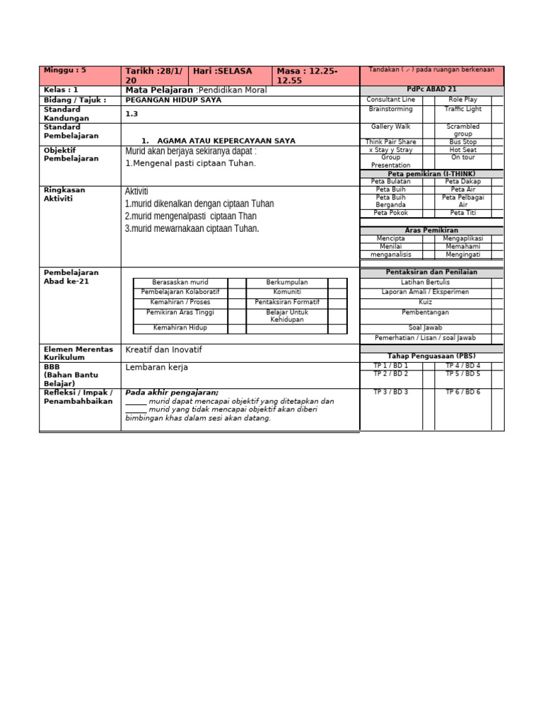 Contoh RPH 1 | PDF