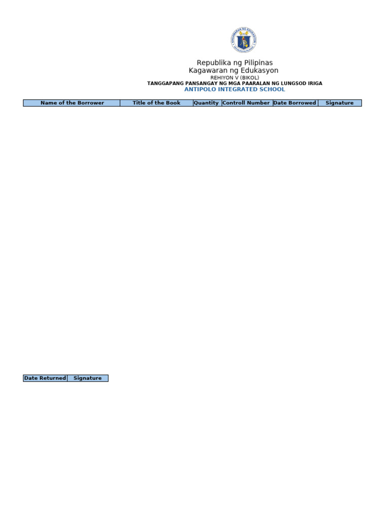 LIBRARY LOGBOOK | PDF