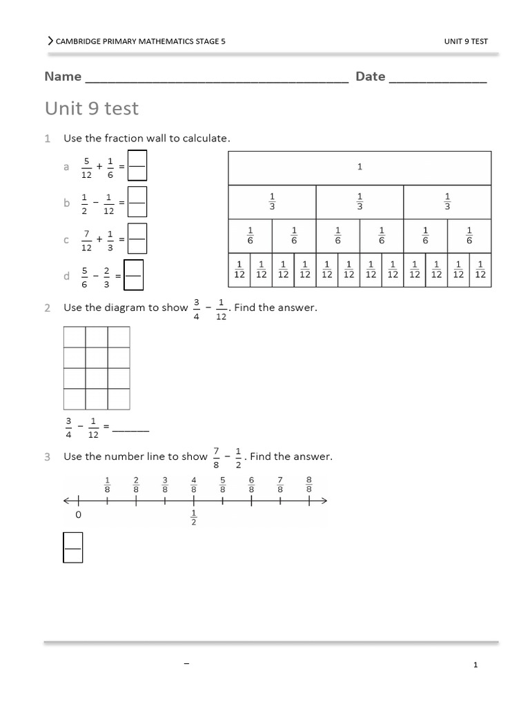 Prim Maths 5 2ed TR Unit 9 Test | PDF
