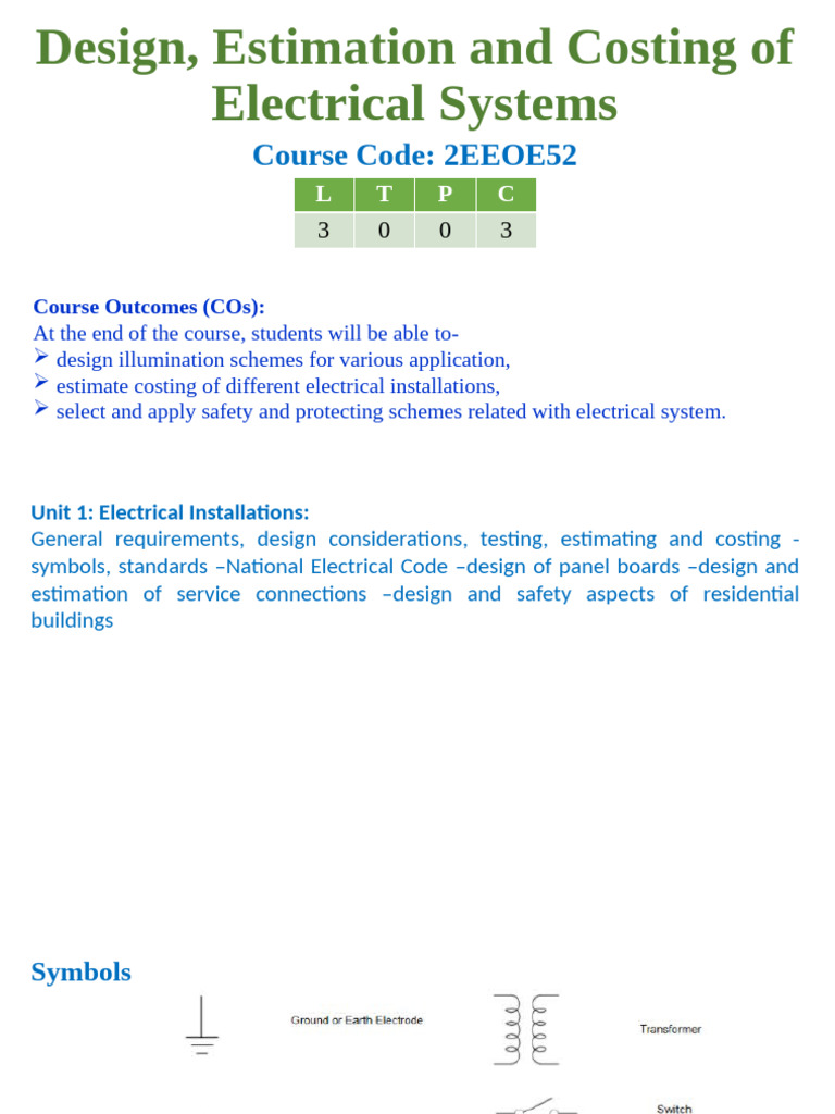 Unit 1 Electrical Installations | PDF