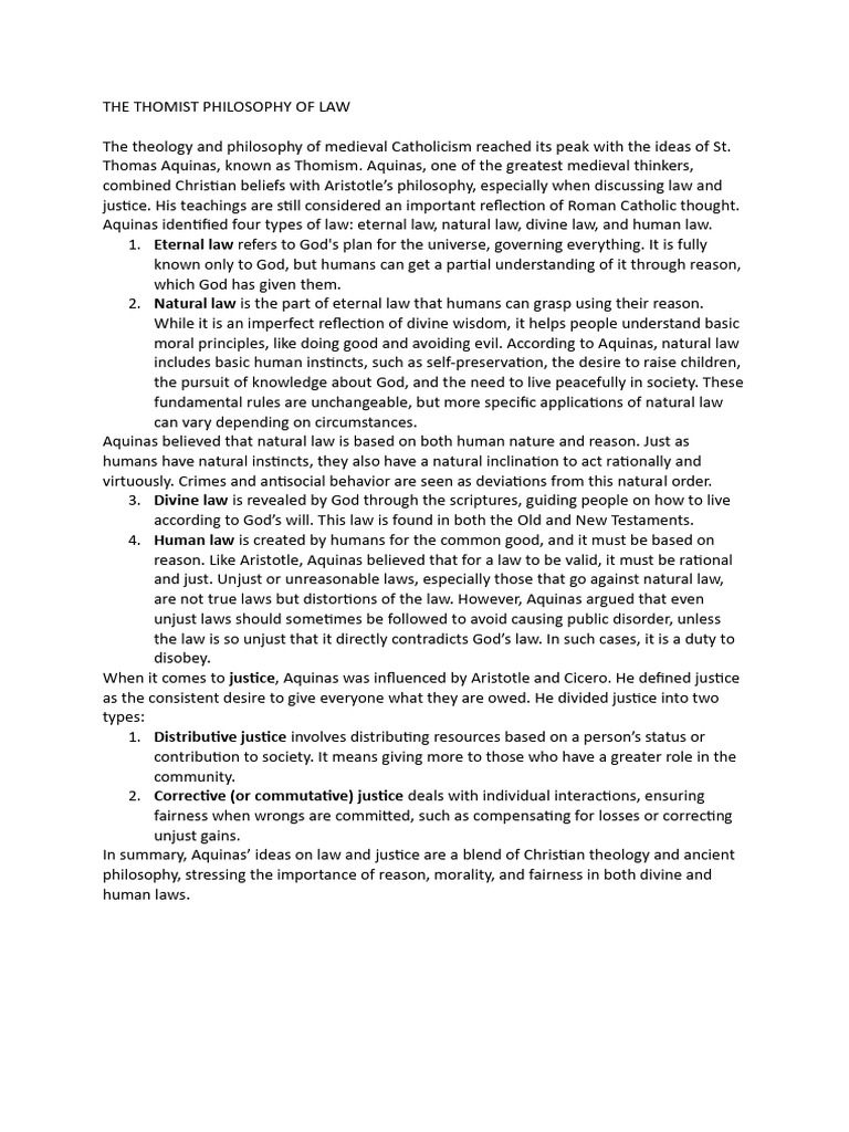 The Thomist Philosophy of Law | PDF