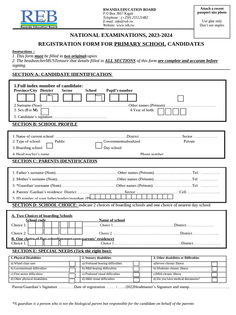 P6 Revised Registration - Forms | PDF