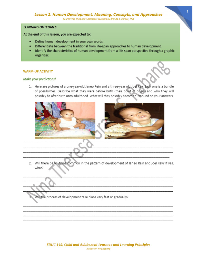 Lesson 1 Concepts of Human Development | PDF
