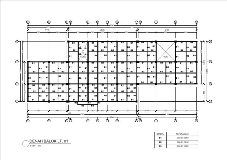 Denah Rencana Balok LT 1 Serlin | PDF