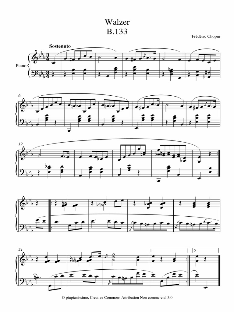 Waltz in E Flat Major 'Sostenuto', B. 133 | PDF