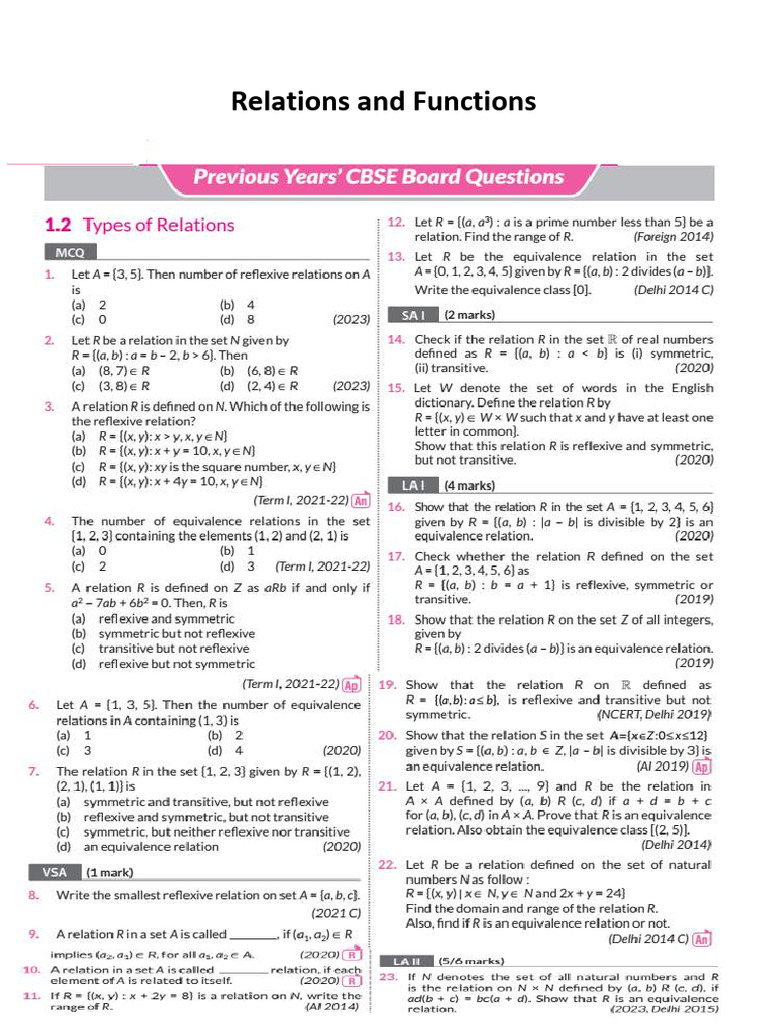 Relation and Function Pyq | PDF Relation and Function Pyq | PDF