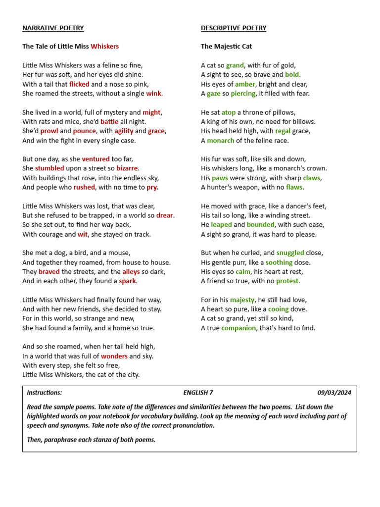Vocabulary Poems | PDF | Poetry | Classics