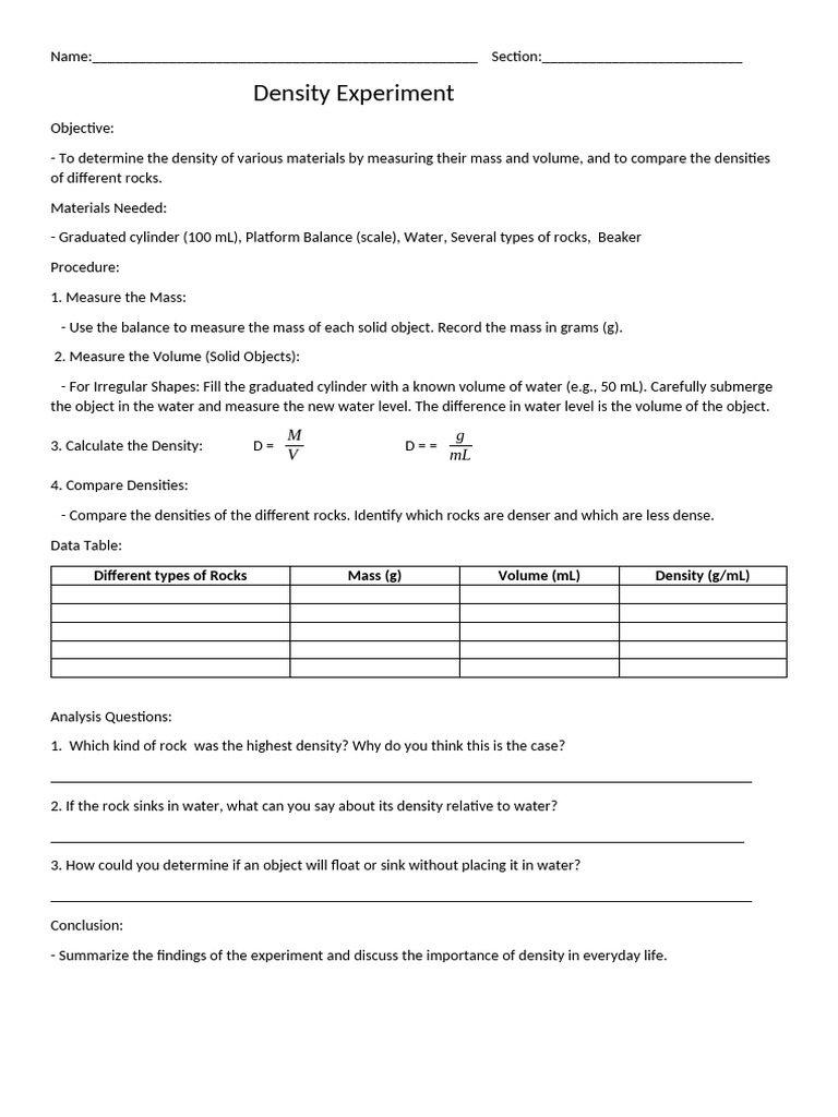 Lab Activity Density | PDF
