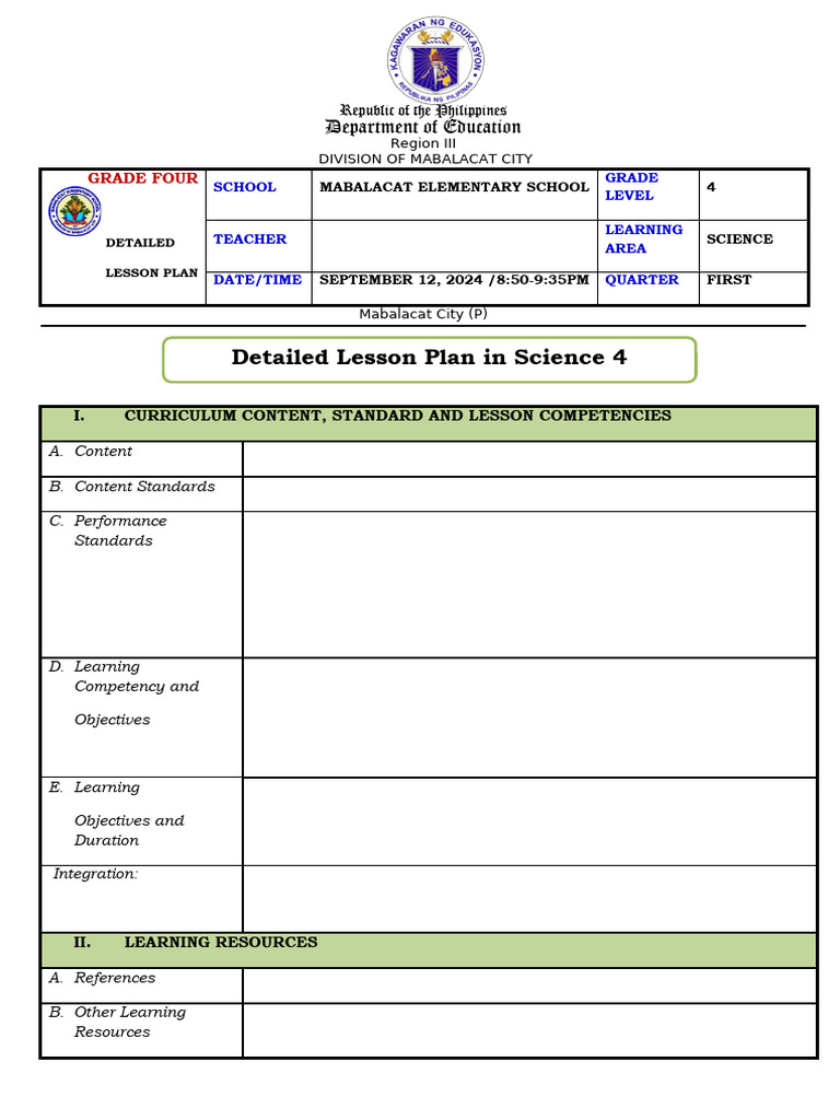 DLP Matatag-Curriculum Blank | PDF