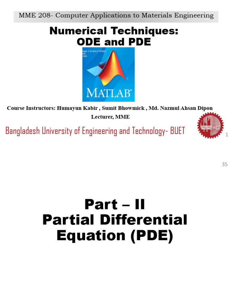 MME 208 Lecture-8 PDE | PDF | Partial Differential Equation | Teaching ...