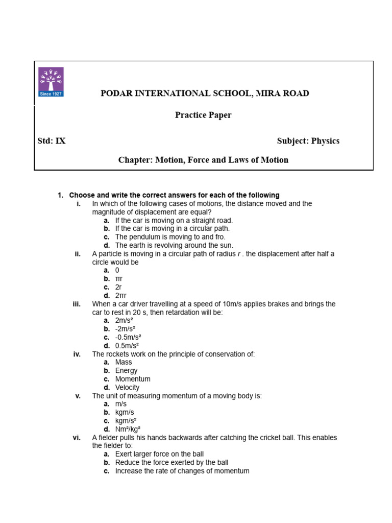 Physics Practice Paper | PDF