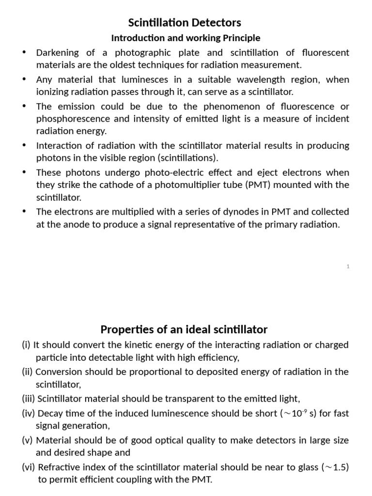 Scintillation Detectors Introduction and Working Principle | PDF