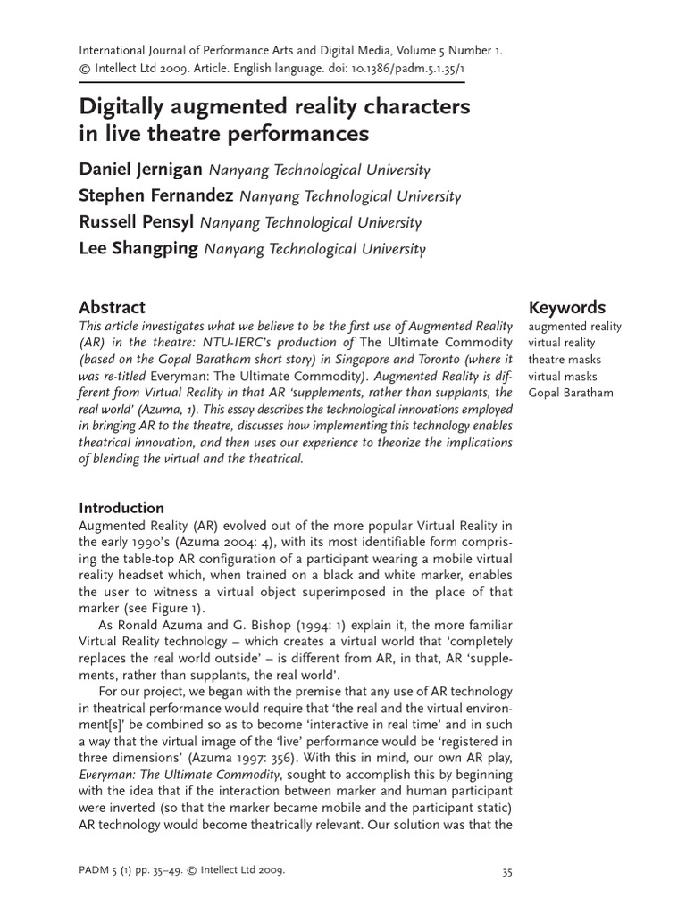 Digitally Augmented Reality Characters I | PDF