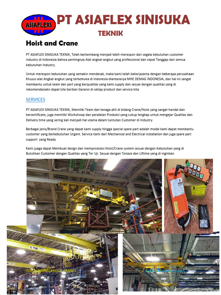 PT Asiaflex Sinisuka - Crane Catalogue | PDF