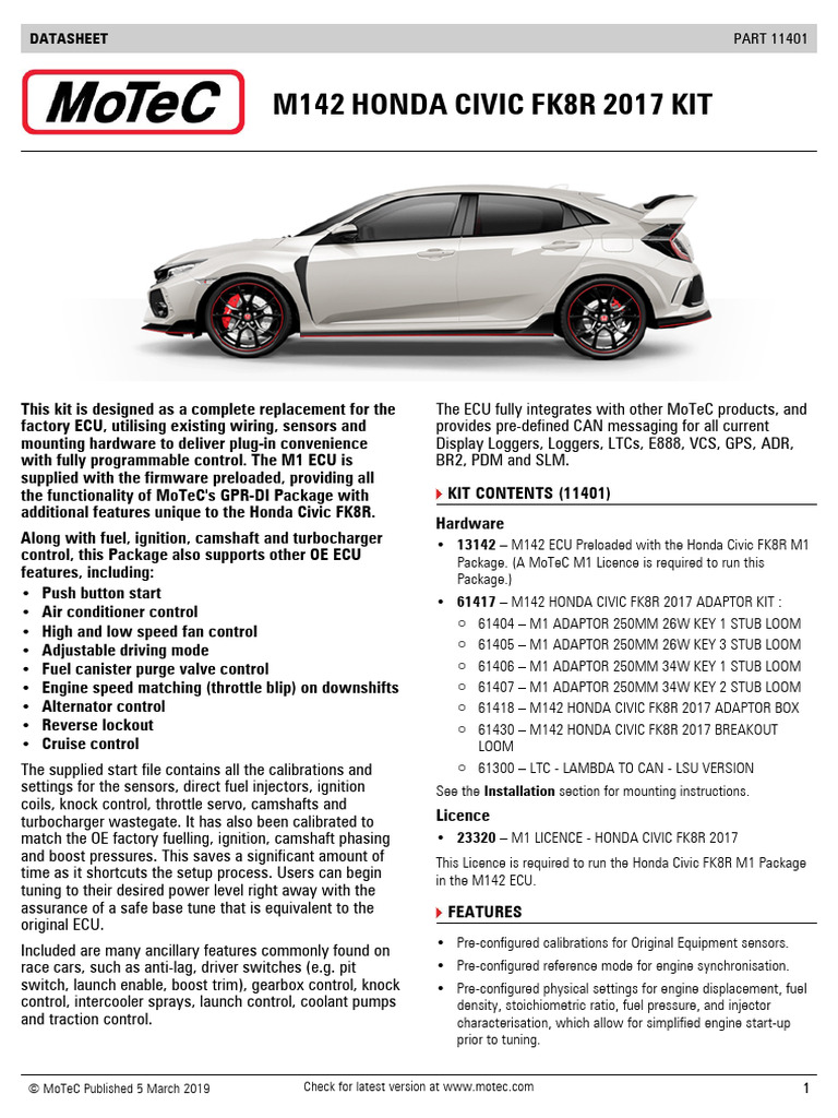 CDS11401 Honda Civic FK8R Kit | PDF