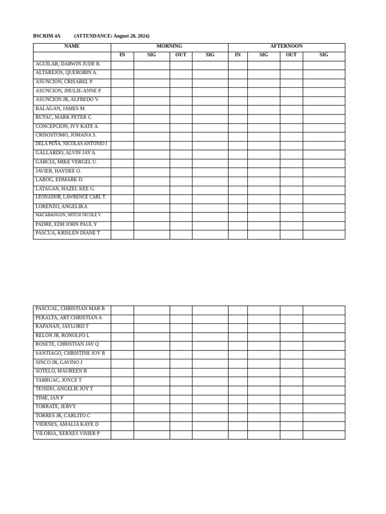Ojt Attendance Sheets | PDF