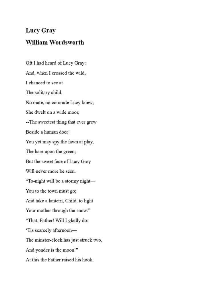 Lucy Gray Poem and Analysis | PDF