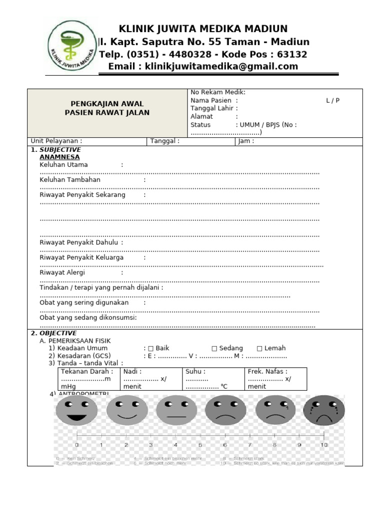 Master RM Pengkajian Awal Rawat Jalan Umum 2023 | PDF