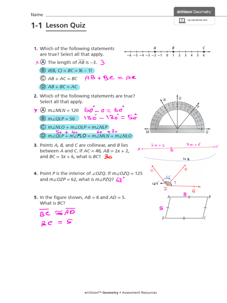 1-1 - Lesson Quiz - Ak | PDF