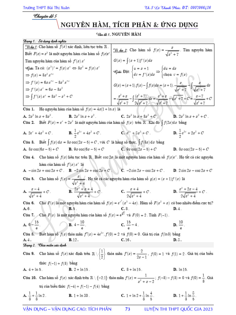 CD5 VD - VDC Tich Phan HS | PDF