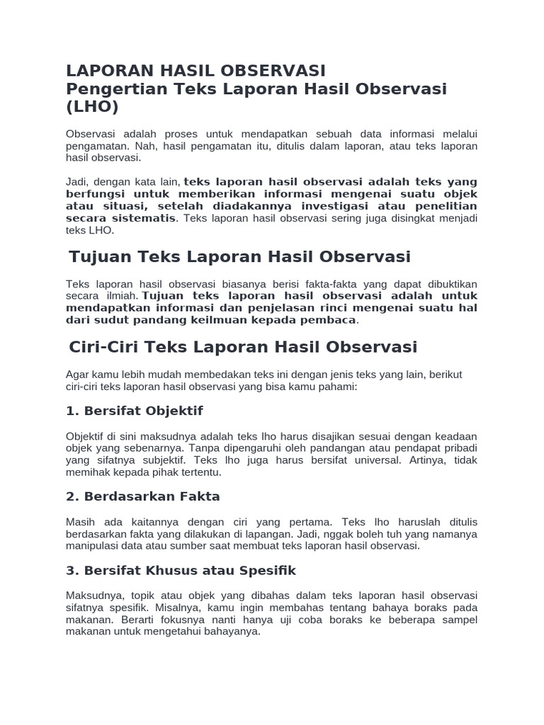 LAPORAN HASIL OBSERVASI Kls X - Murid | PDF