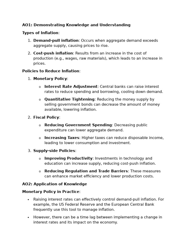 Effectiveness of Policies To Reduce Inflation | PDF