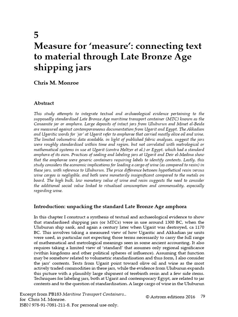 Measure for ‘measure’. Connecting text to material through Late Bronze ...