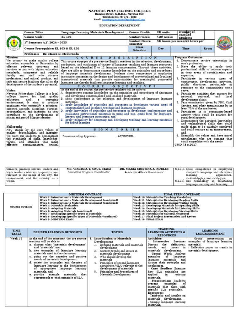 EL 105 - Language Learning Materials Development | PDF | Second ...