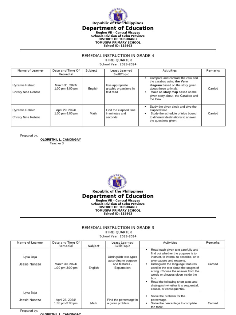 DOMAIN 3.1remedial Instruction Report | PDF