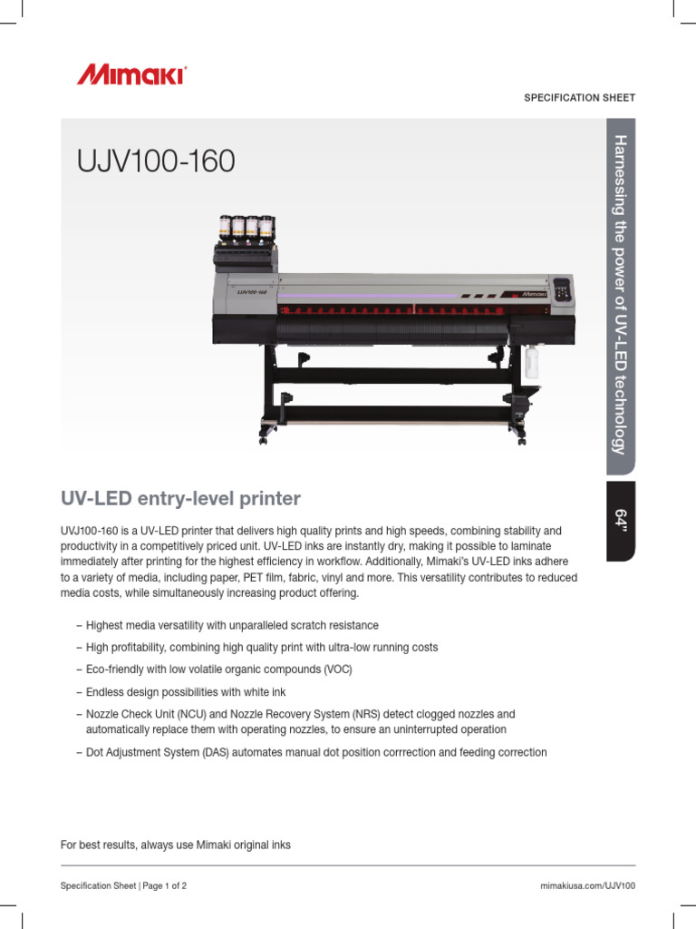Mimaki UJV100 160 Series Ds PRINT | PDF | Printer (Computing) | Printing
