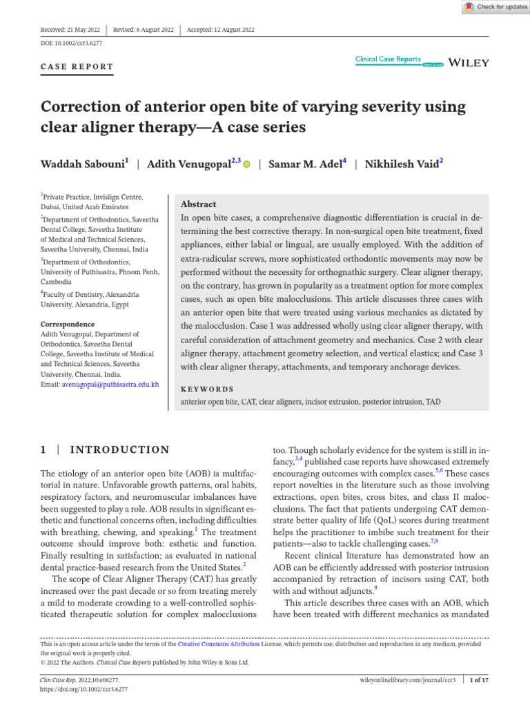 Clinical Case Reports - 2022 - Sabouni - Correction of Anterior Open ...