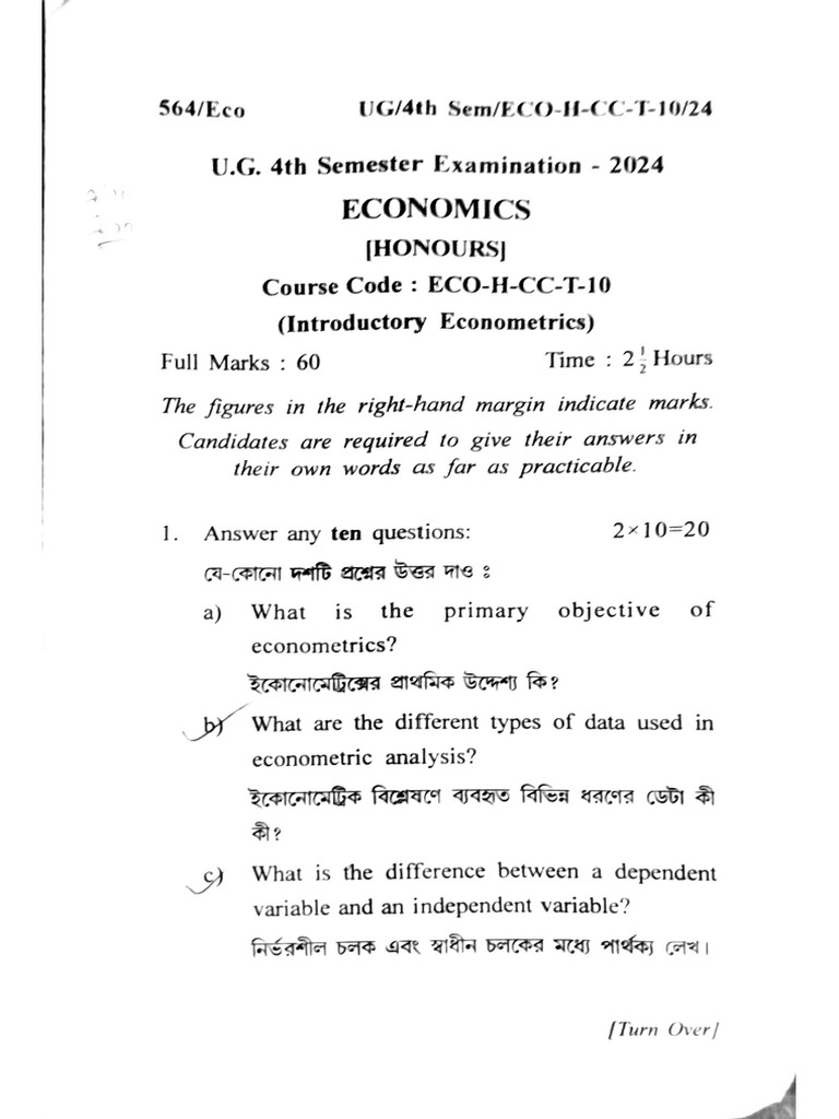 CC10 Econometrics 2024 | PDF