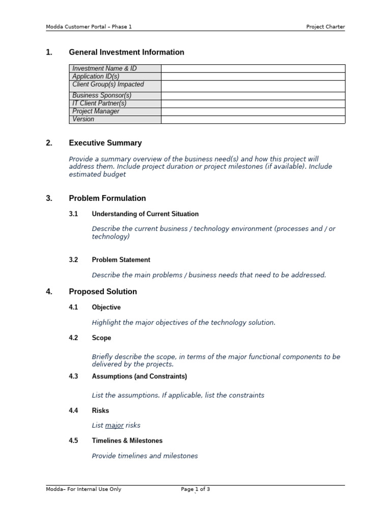 Project Charter Template | PDF