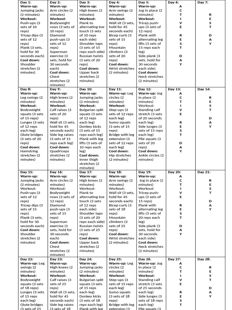 Emmanuel Imbang 30days Fitness Plan | PDF