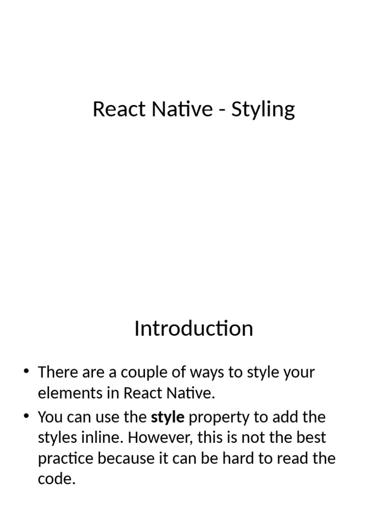 React Native Styling | PDF React Native Styling | PDF