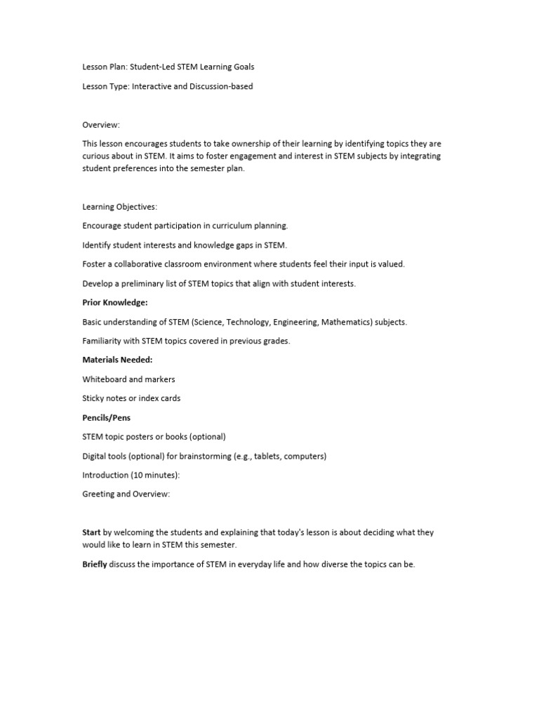 Define Your Own STEM Goals For The Semsester | PDF | Science ...