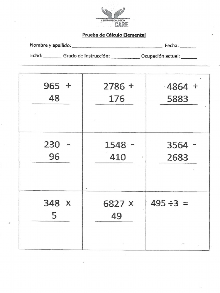 Prueba Calculo Elemental Anexo | PDF