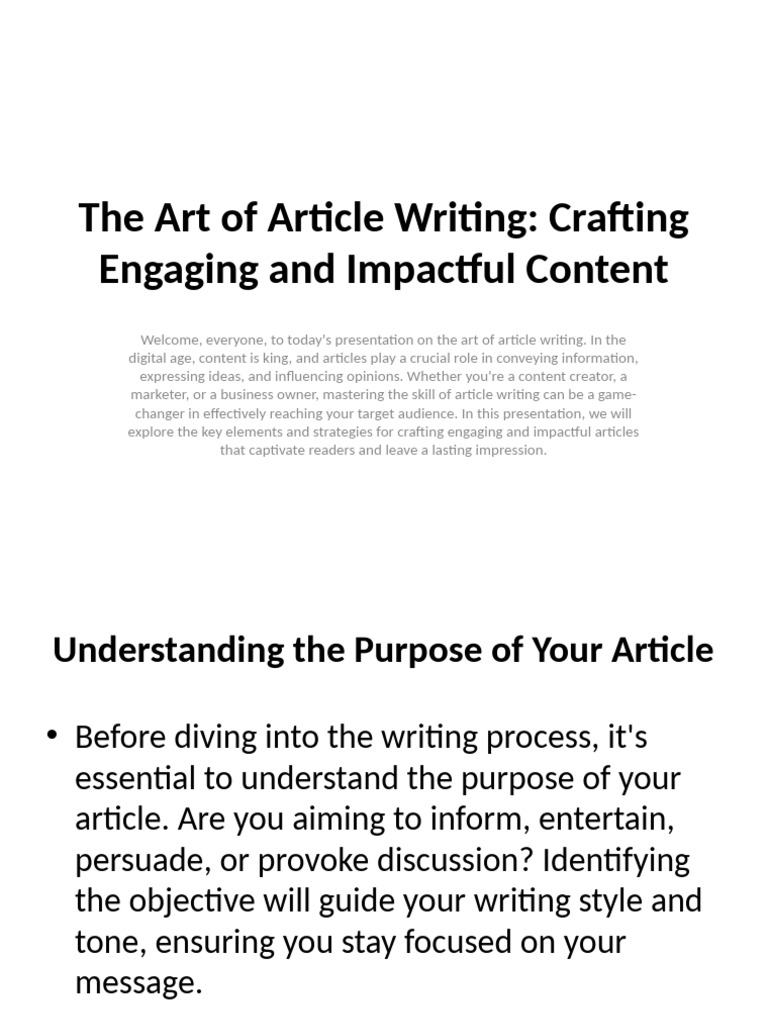 The Art of Article Writing | PDF