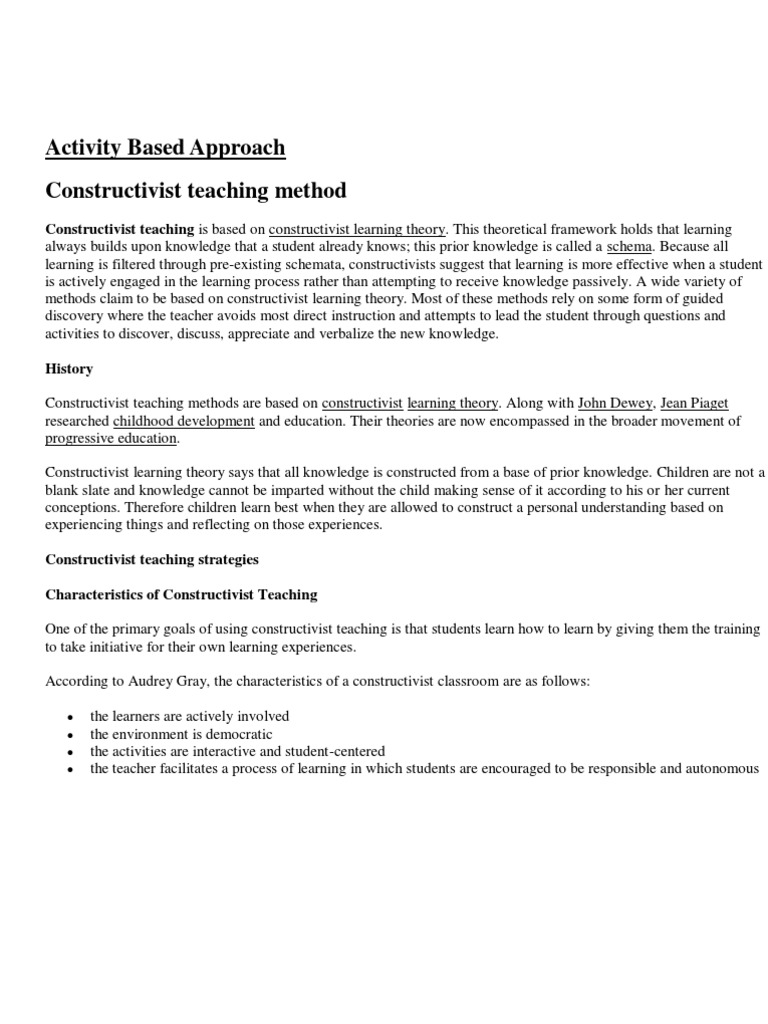 Activity Based Approach For JBT Students | PDF