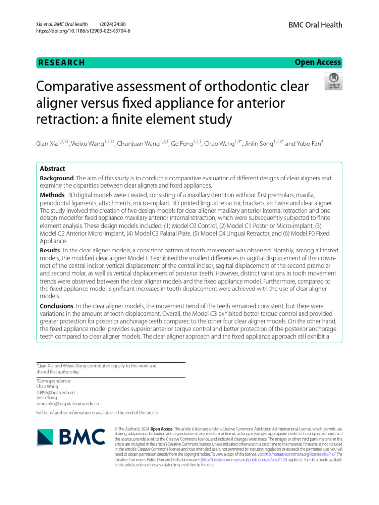 Comparative assessment of orthodontic clear aligner versus fixed ... Comparative assessment of orthodontic clear aligner versus fixed ...