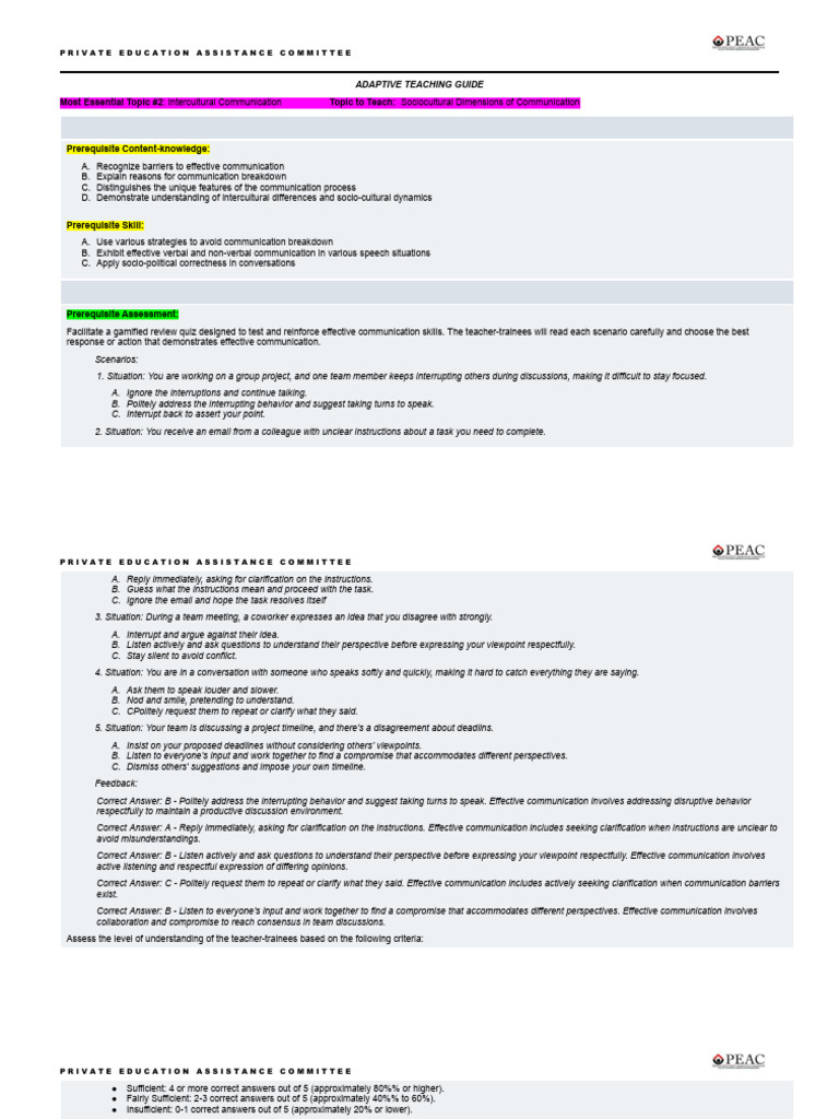 SAMPLE ATG _Topic -2_ Intercultural Communication | PDF