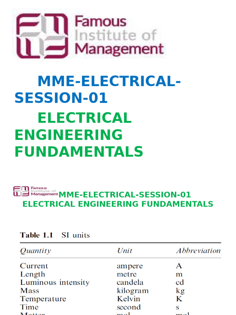 1 Fundamentals Electrical | PDF