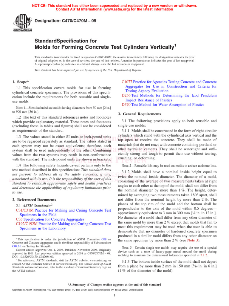 Astm C470 C470M 09 | PDF