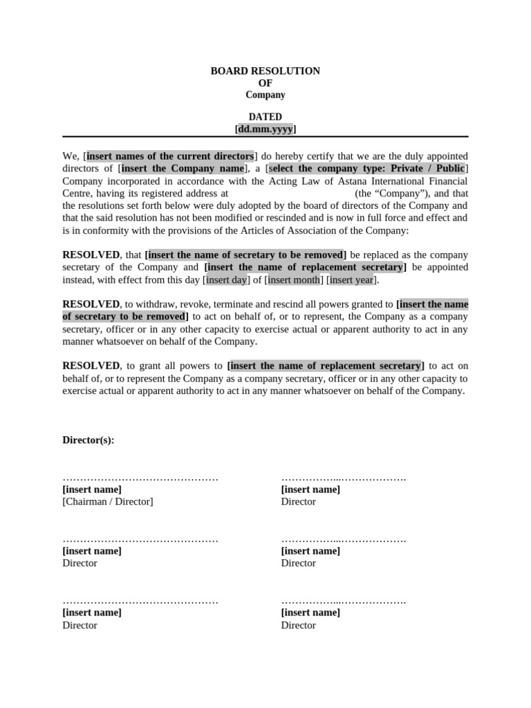 Board Resolution | PDF