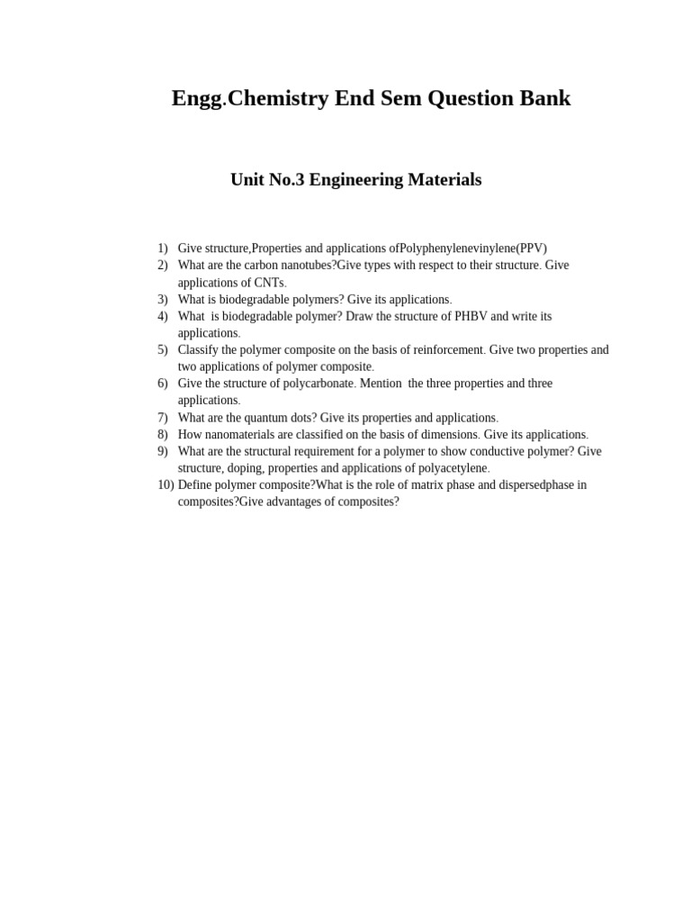 Chemistry Question Bank | PDF