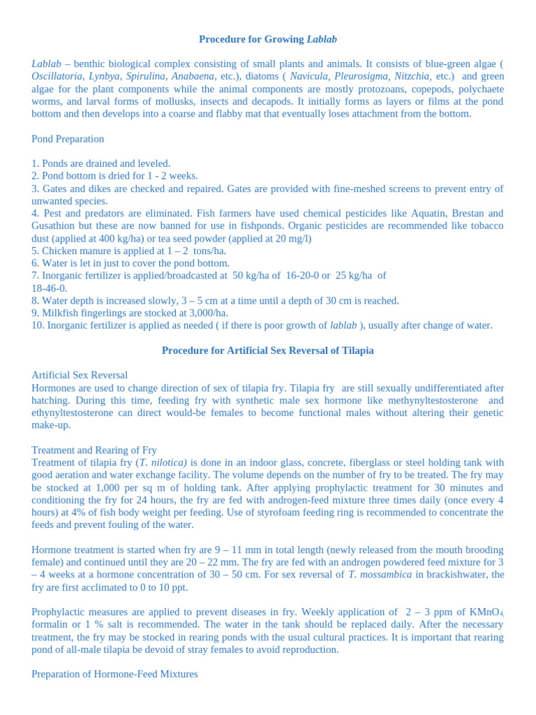 IA Fish 125 Lablab | PDF