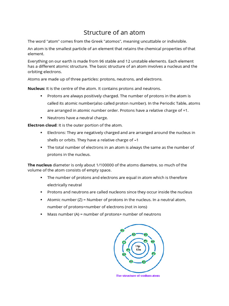 Structure of An Atom Notes | PDF