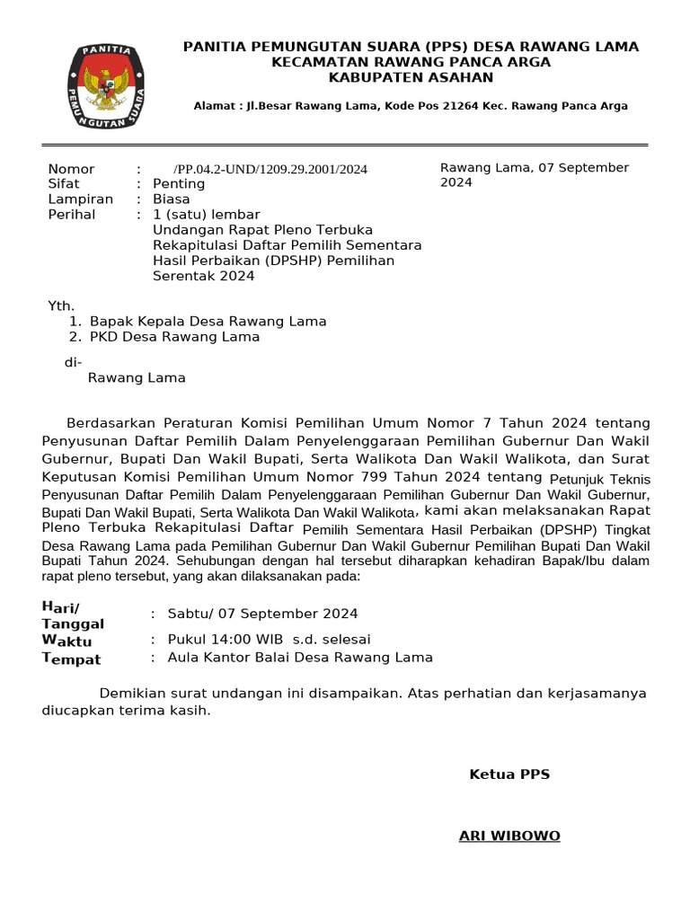 03 Draft Undangan DPSHP PPS_PPK | PDF