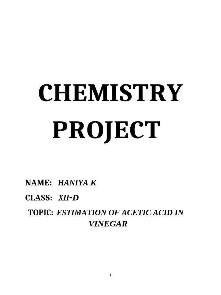 Chemistry Project | PDF